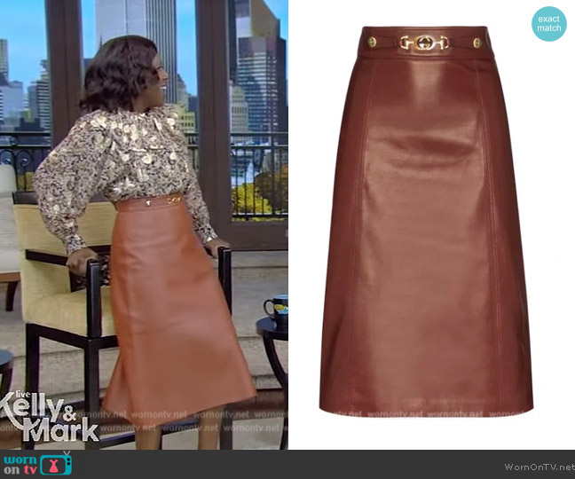 WornOnTV: Deborah Roberts’ burgundy leather skirt on Live with Kelly and Mark | Clothes and ...