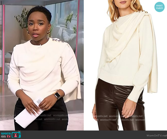 WornOnTV: Zinhle’s button shoulder drape top on NBC News Daily | Zinhle Essamuah | Clothes and ...