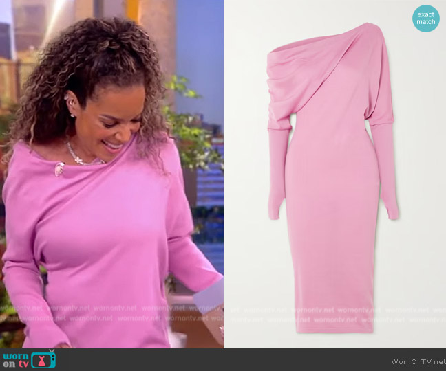 WornOnTV: Sunny’s pink drape shoulder dress on The View | Sunny Hostin | Clothes and Wardrobe ...
