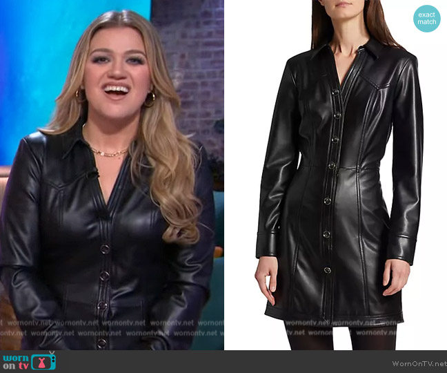 Kelly Clarkson Rocks Edgy Black Leather Mini Dress on Her Show | WornOnTV