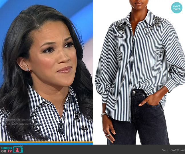 WornOnTV: Laura Jarrett’s striped embroidered shirt on Today | Laura ...
