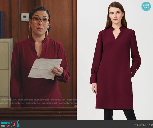 WornOnTV: Sherri’s burgundy ruffle collar dress on All Rise | Ruthie ...