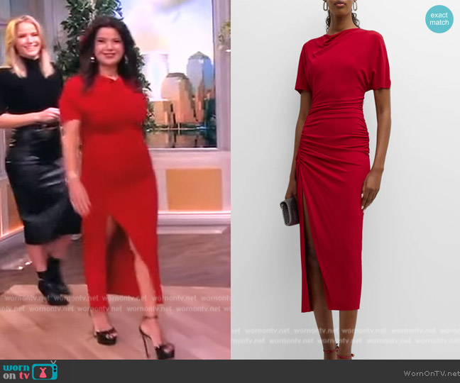 WornOnTV: Ana’s red ruched side dress on The View | Ana Navarro | Clothes and Wardrobe from TV