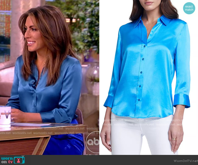 WornOnTV: Alyssa’s blue satin button down blouse on The View | Alyssa Farah Griffin | Clothes ...