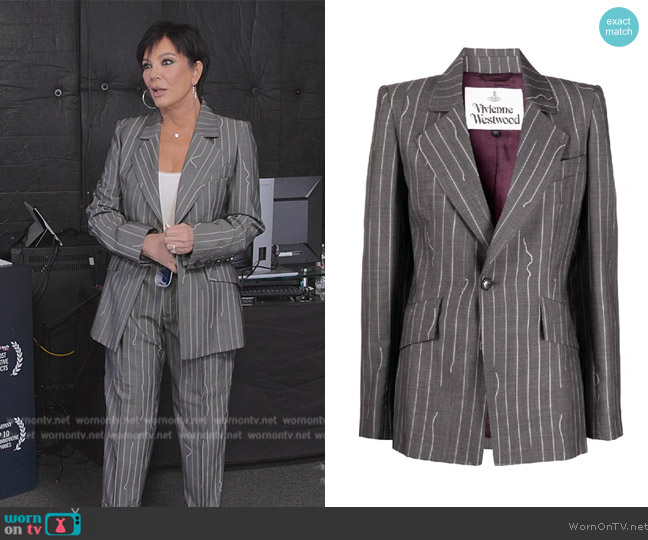 WornOnTV: Kris’s gray pinstripe blazer and pants on The Kardashians | Kris Jenner | Clothes and ...