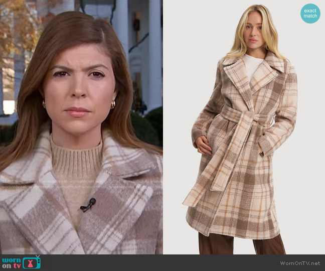 WornOnTV: Monica Alba’s beige plaid wrap coat on NBC News Daily ...