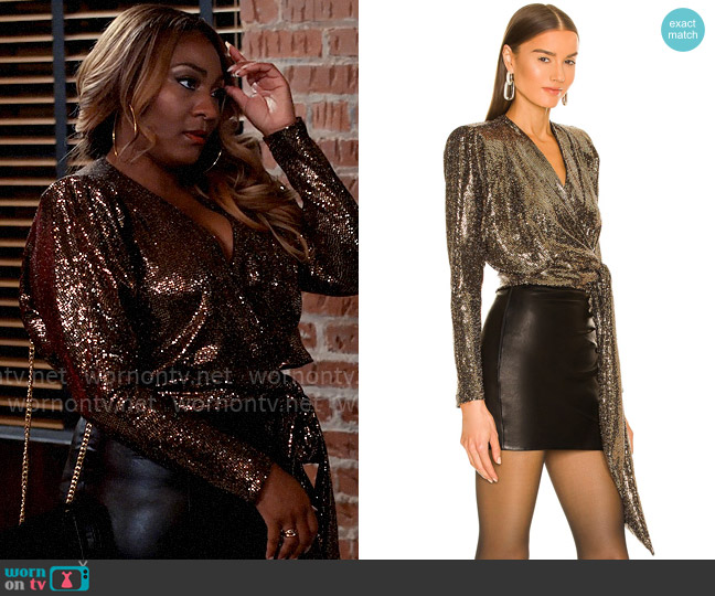 WornOnTV: Danni’s gold wrap top on Tyler Perrys Sistas | Mignon ...