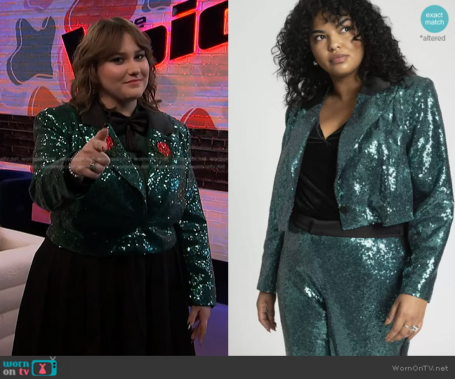 WornOnTV: Ruby Leigh’s green sequin cropped blazer on The Voice ...