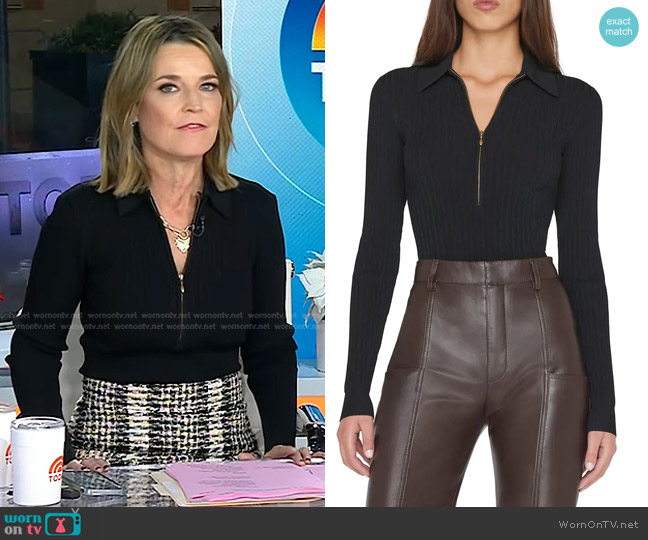 WornOnTV: Savannah’s black half-zip sweater and plaid skirt on Today ...