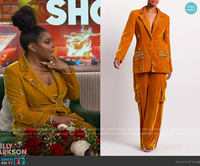 WornOnTV: Taraji P Henson’s velvet embellished suit on The Kelly ...
