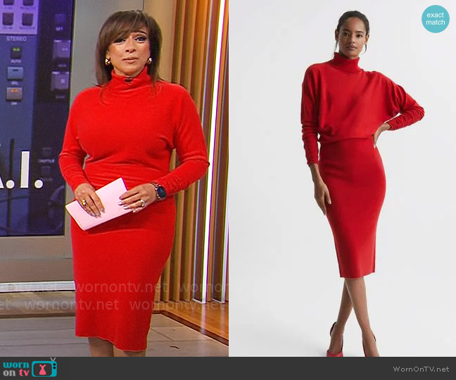 WornOnTV: Michelle Miller’s red turtleneck dress on CBS Mornings ...