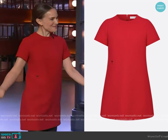WornOnTV: Natalie Portman’s red shift dress on The Kelly Clarkson Show ...