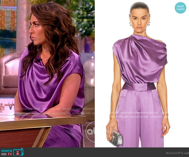 WornOnTV: Alyssa’s purple satin drape top and pants on The View | Alyssa Farah Griffin | Clothes ...
