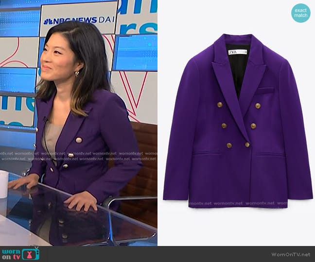 WornOnTV: Angela Cenedella’s purple double breasted blazer on NBC News ...
