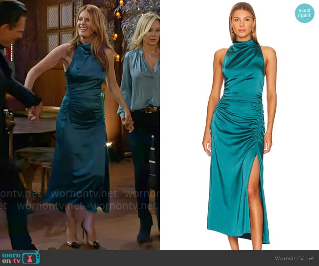 Emerald Elegance: Inside Phyllis' Choice of the Luxe Teal Satin Dress ...