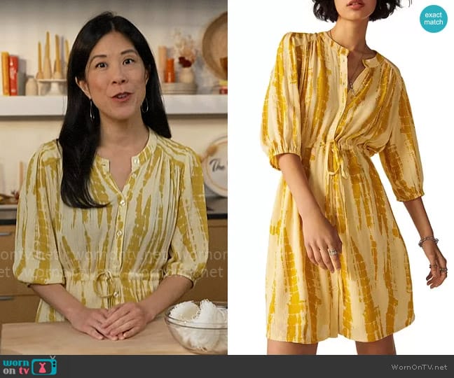 WornOnTV: Genevieve Ko’s yellow tie dye dress on CBS Mornings | Clothes and Wardrobe from TV