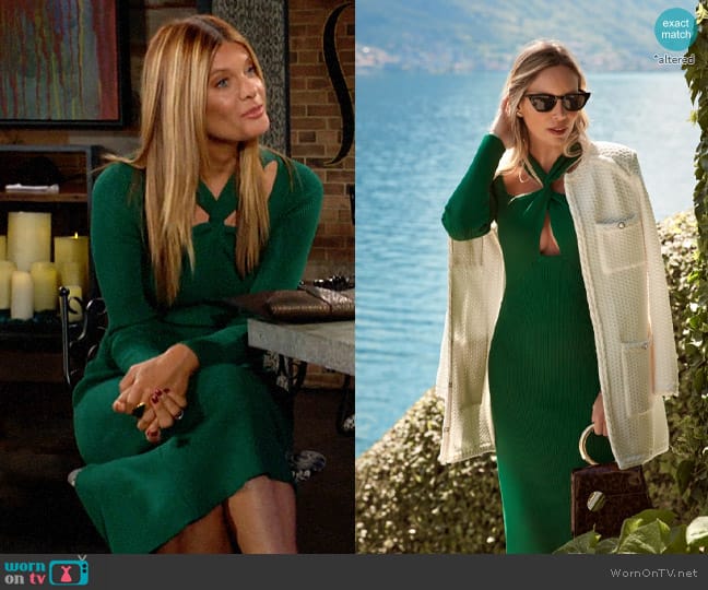 WornOnTV: Phyllis’s green twist cutout midi dress on The Young and the ...