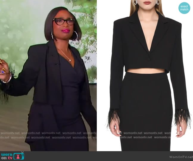 WornOnTV: Jennifer’s black feather trim cropped blazer on The Jennifer ...
