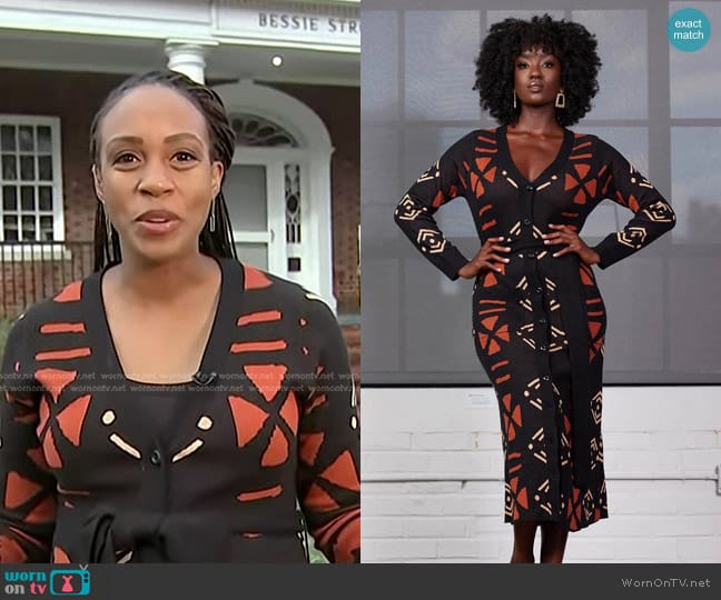 WornOnTV: Blayne Alexander’s black and orange print cardigan on Today | Clothes and Wardrobe from TV