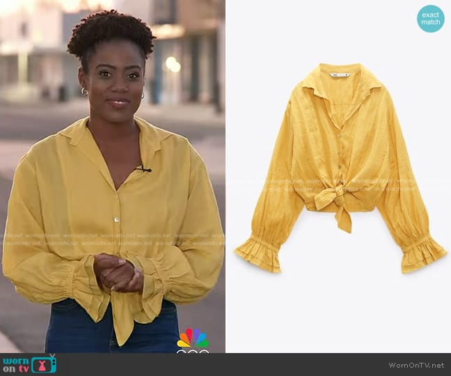 WornOnTV: Priscilla Thompson’s yellow ruffle cuff blouse on Today ...