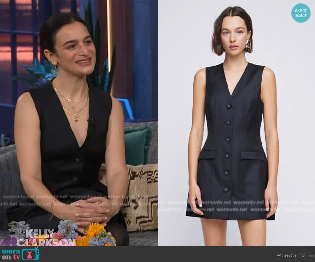 WornOnTV: Jenny Slate’s black button front mini dress on The Kelly ...