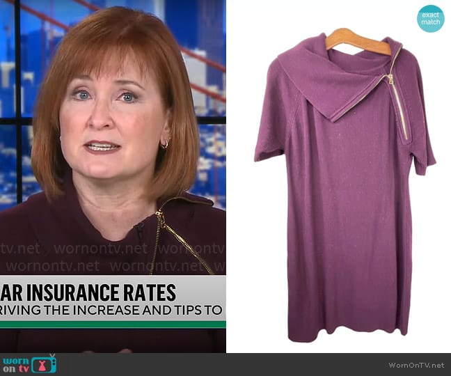WornOnTV: Anna Werner’s purple asymmetric zip neckline dress on CBS ...