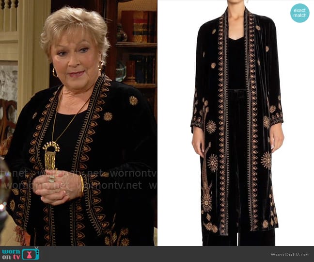 WornOnTV: Traci’s embroidered velvet jacket on The Young and the ...