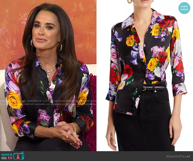 WornOnTV: Kyle Richards’s black floral shirt on Today | Clothes and Wardrobe from TV