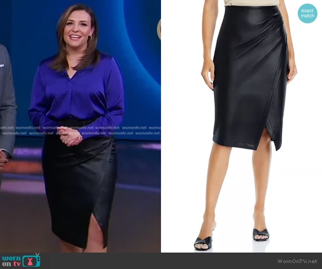 WornOnTV: Mary’s blue blouse and black leather wrap skirt on Good ...