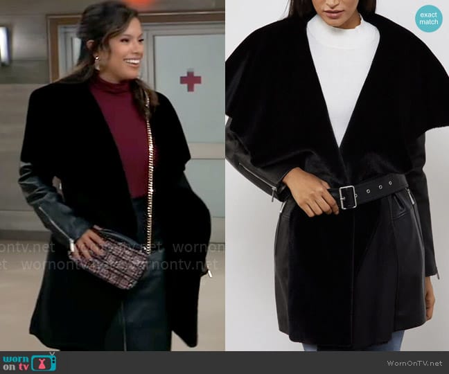WornOnTV: Blaze black coat with leather sleeves on General Hospital ...