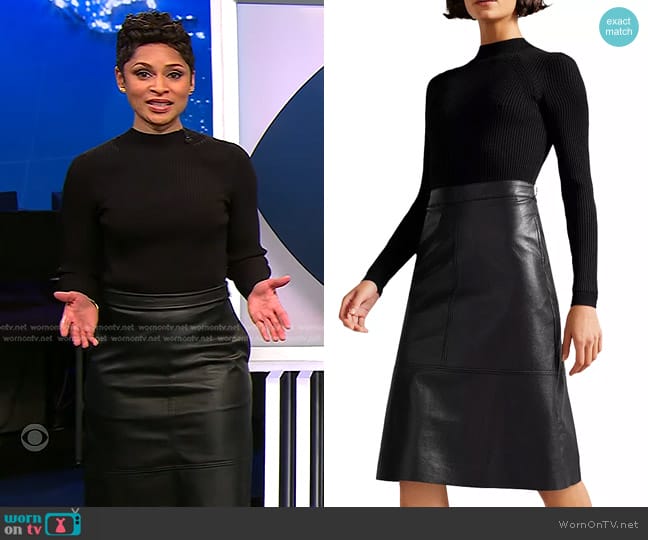 WornOnTV: Jericka’s black ribbed top and leather skirt on CBS Evening ...