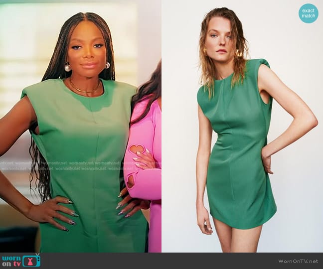 WornOnTV: Tai Beauchamp’s green padded shoulder mini dress on Today ...
