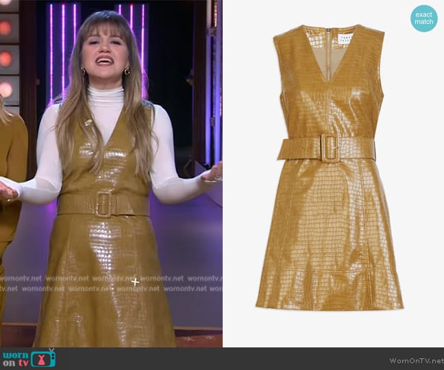 WornOnTV: Kelly’s mustard leather belted dress on The Kelly Clarkson ...