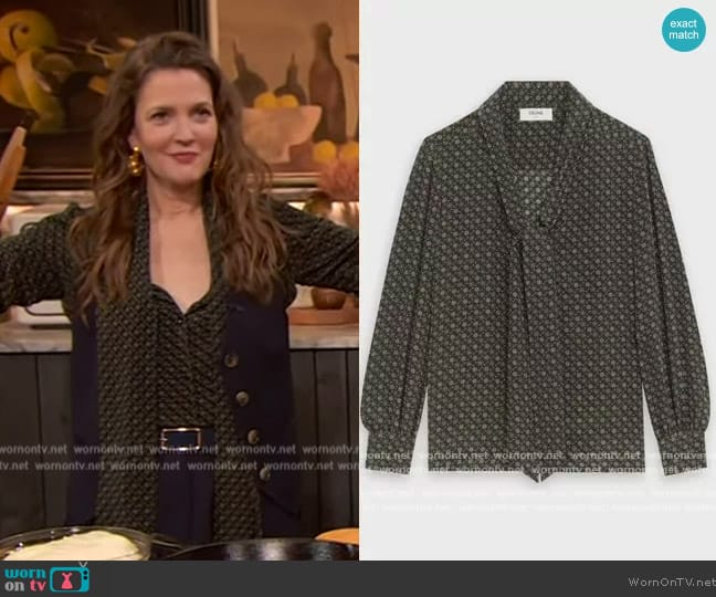 WornOnTV: Drew’s printed tie neck blouse on The Drew Barrymore Show | Drew Barrymore | Clothes ...