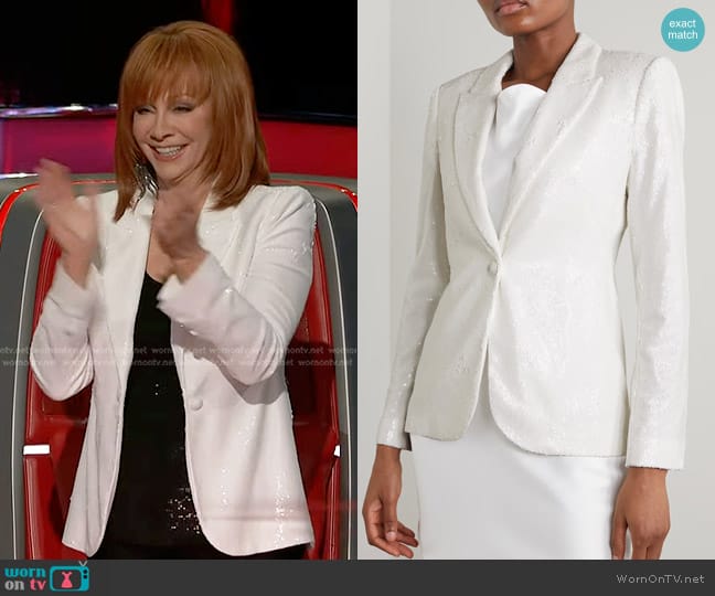 WornOnTV: Reba’s white sequin blazer on The Voice | Reba McEntire ...