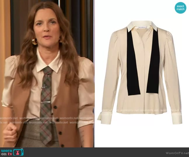 WornOnTV: Drew’s tie neck blouse and skirt on The Drew Barrymore Show | Drew Barrymore | Clothes ...