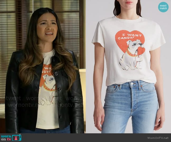 WornOnTV: Nell’s I Want Candy dog t-shirt and leather jacket on Not ...