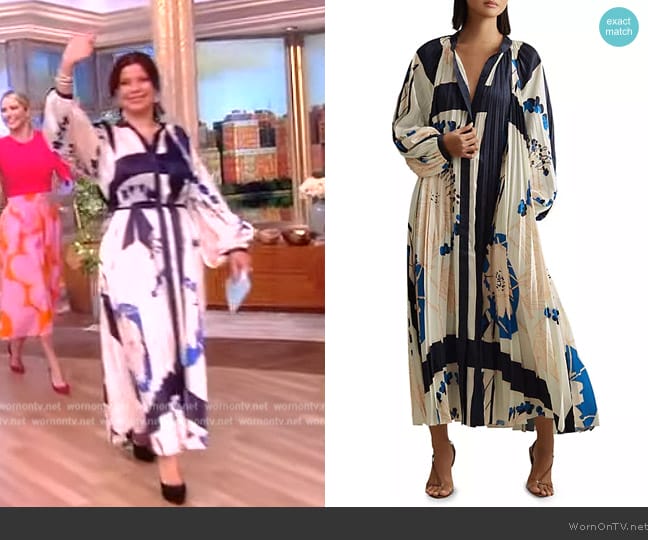 WornOnTV: Ana’s contrast floral print pleated dress on The View | Ana ...