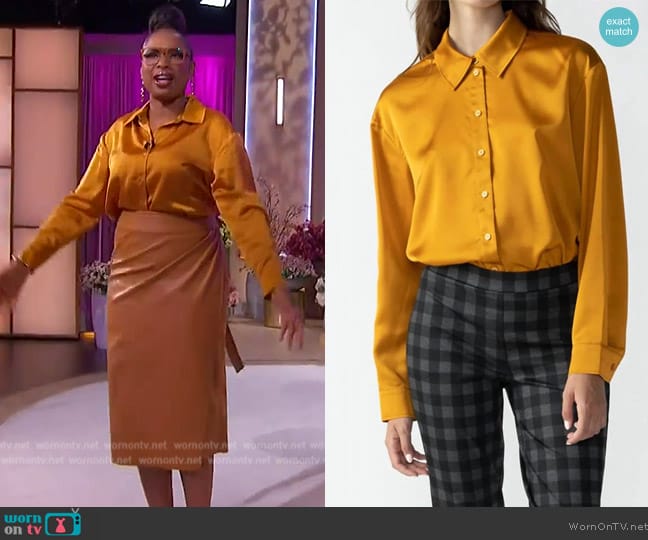 WornOnTV: Jennifer’s gold satin blouse on The Jennifer Hudson Show ...