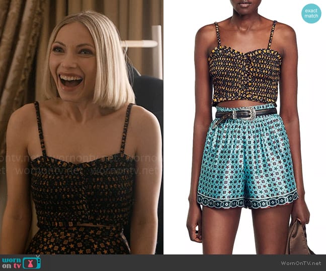 WornOnTV: Cora’s printed smocked top and pants set on American Horror ...