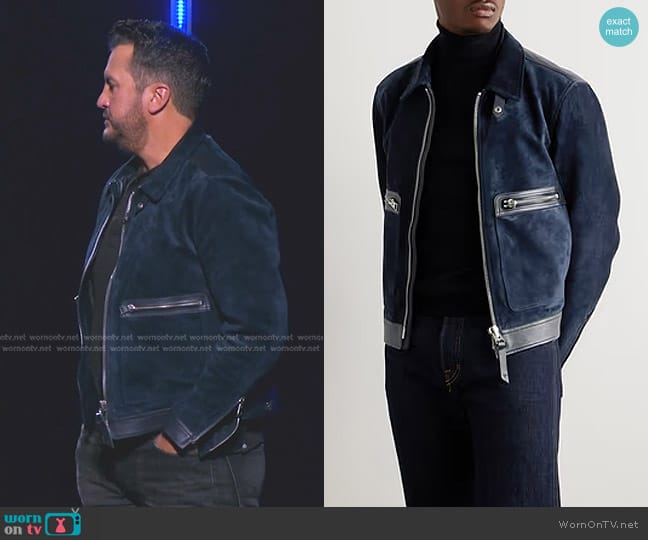WornOnTV: Luke Bryan’s blue suede zip jacket on American Idol | Luke ...