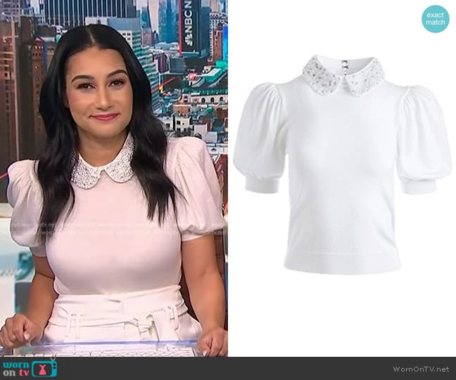 WornOnTV: Morgan’s white embellished collar top and pants on NBC News ...