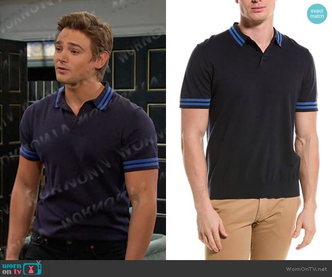WornOnTV: Johnny’s navy stripe trim polo on Days of our Lives | Carson ...