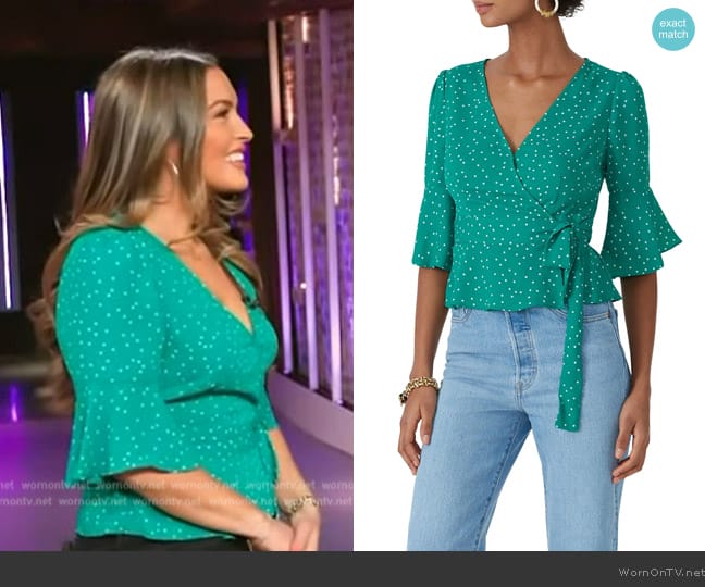 WornOnTV: Emily Orozco’s green polka dot wrap top on Access Hollywood | Emily Orozco | Clothes ...