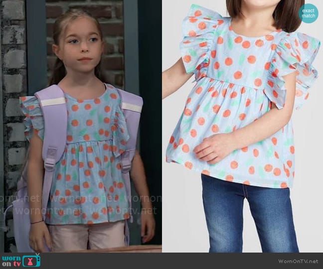 WornOnTV: Violet’s blue cherry print top on General Hospital ...