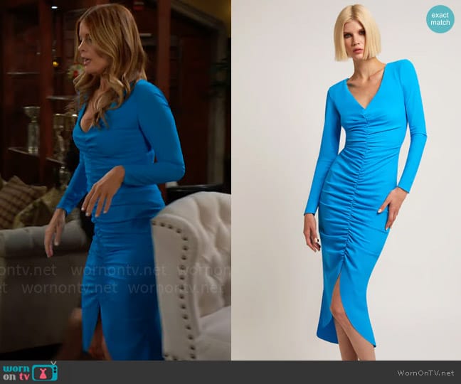 WornOnTV: Phyllis’s turquoise blue ruched front dress on The Young and ...
