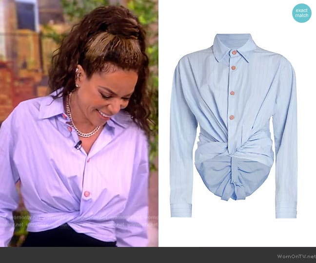 WornOnTV: Sunny’s blue twist front blouse on The View | Sunny Hostin | Clothes and Wardrobe from TV