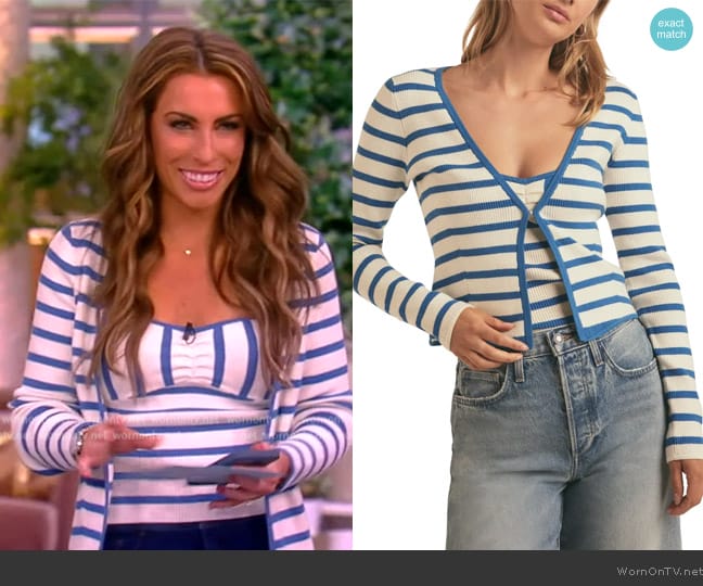 WornOnTV: Alyssa’s white and blue stripe top and cardigan on The View | Alyssa Farah Griffin ...