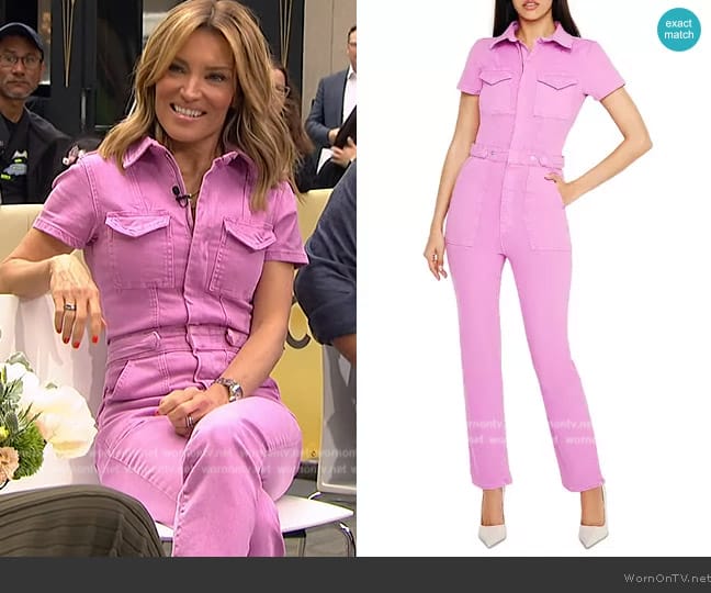 WornOnTV: Kit’s pink denim jumpsuit on Access Hollywood | Kit Hoover ...
