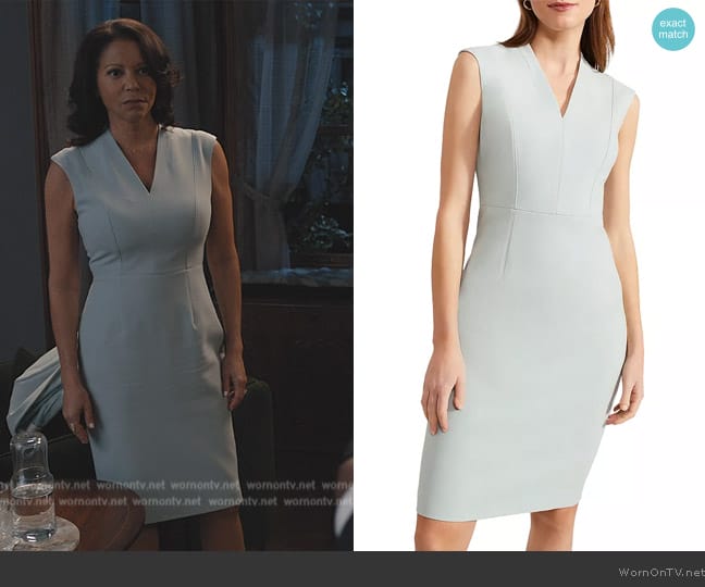 WornOnTV: Light Blue sheath dress on Elsbeth | Clothes and Wardrobe from TV